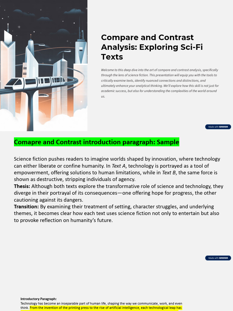 Sci-Fi Compare and Contrast Analysis Guide | PDF | Essays | Science Fiction