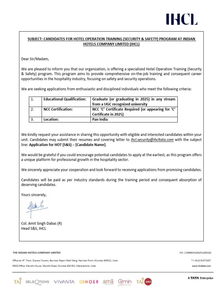 Expression of Intrest-NCC | PDF