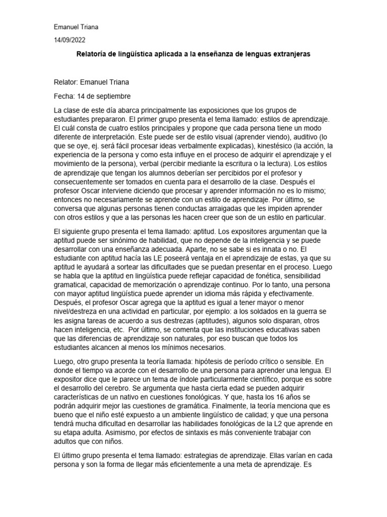 (1-9) Relatoría de Clase Septiembre 14 - Variables Individuales | PDF ...