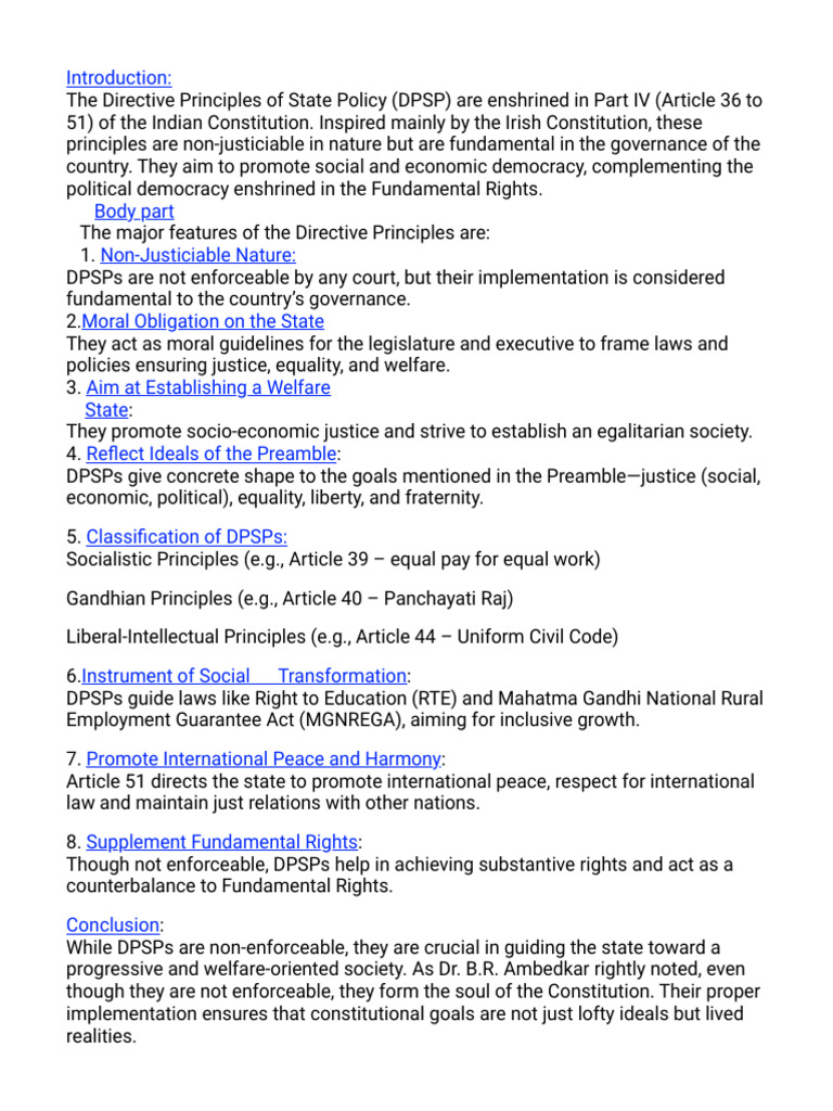 Directive Principles of State Policy Explained | PDF | Justice | Crime ...