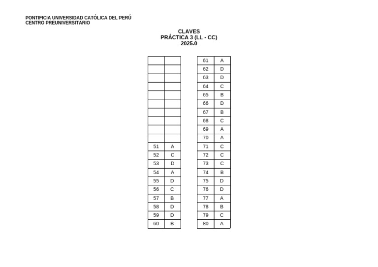 p3 2025.0 Claves (LL-CC) | PDF