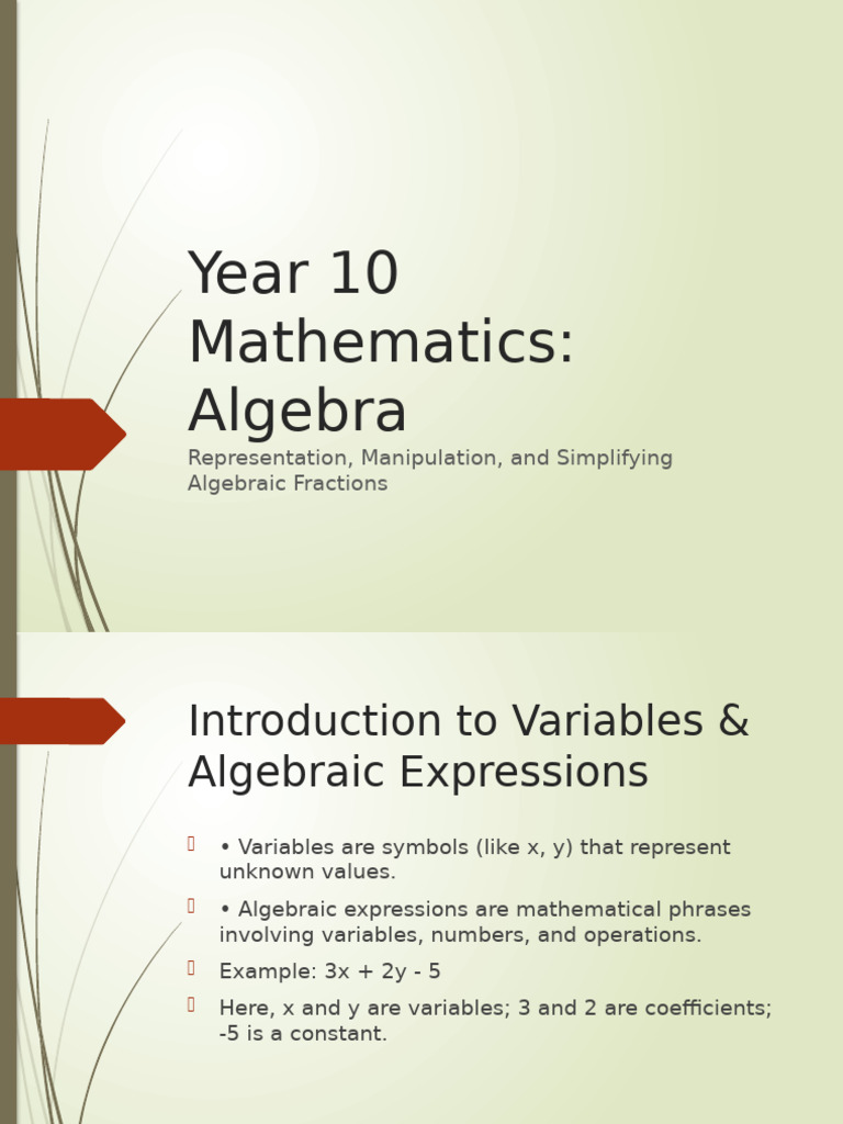 Year10 Algebra | PDF