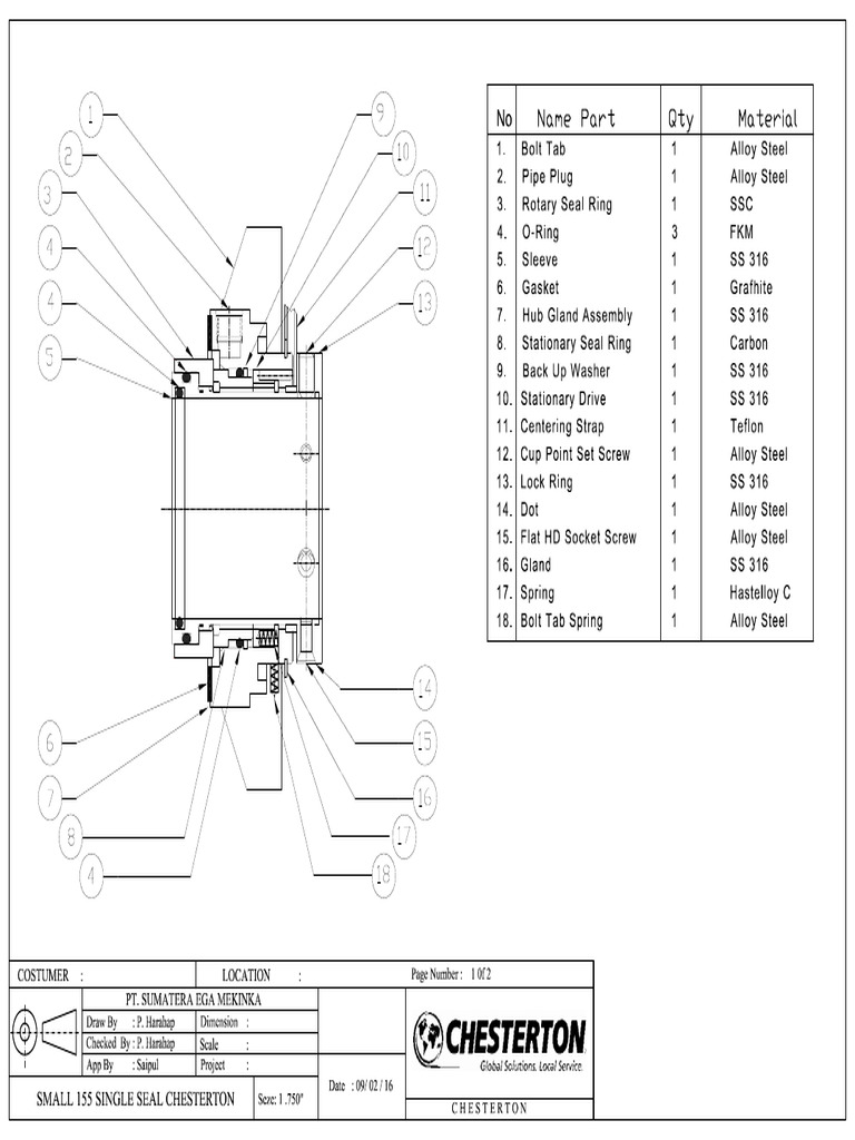 Chesterton 155 Small Mechseal Page 1 of 2 Rev B | PDF