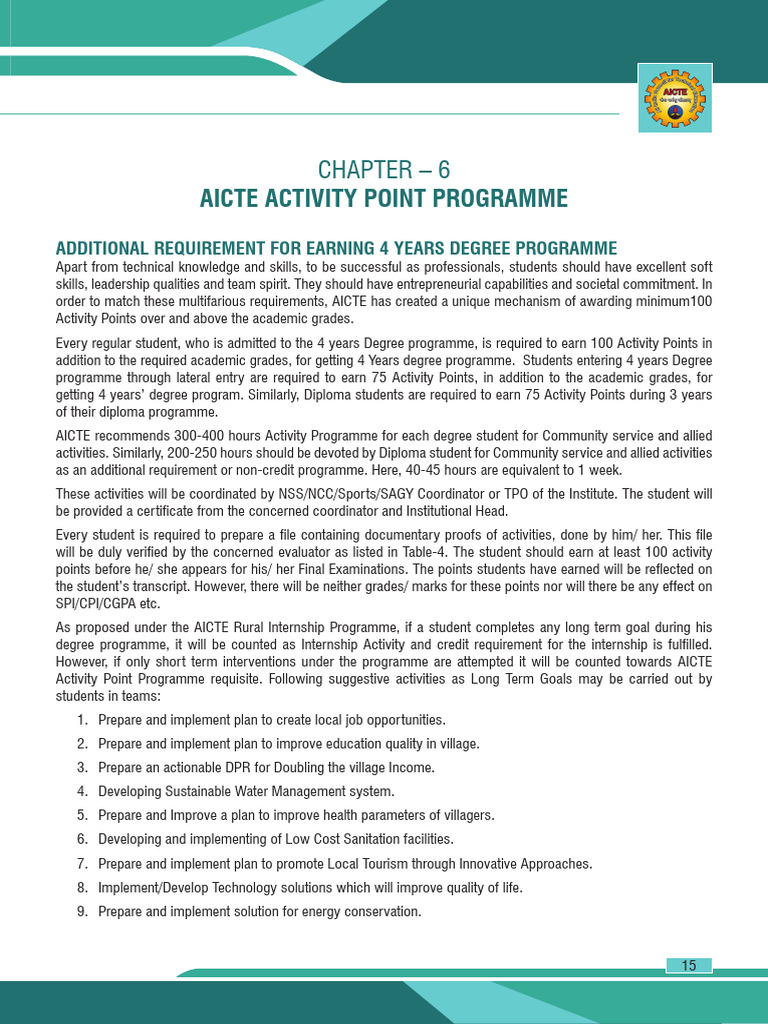 AICTE Activity Point Guidelines | PDF