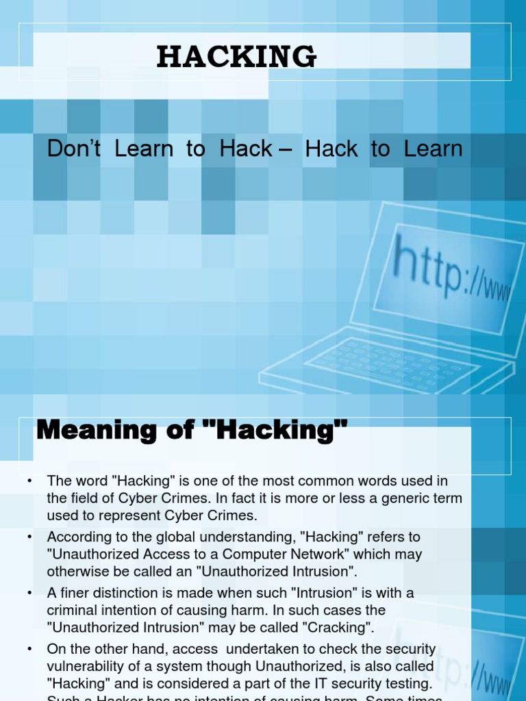 Hacking: Don't Learn To Hack - Hack To Learn | PDF | Transport Layer ...