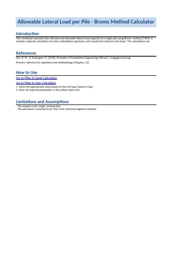 Broms Method for Lateral Pile Capacity | PDF | Mechanics | Civil ...