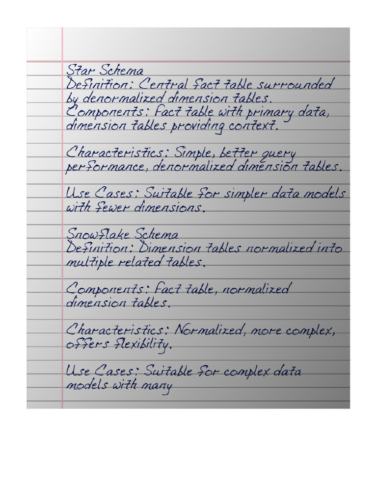 Different Types of Schemas (Star and Snowflake) - Content | PDF