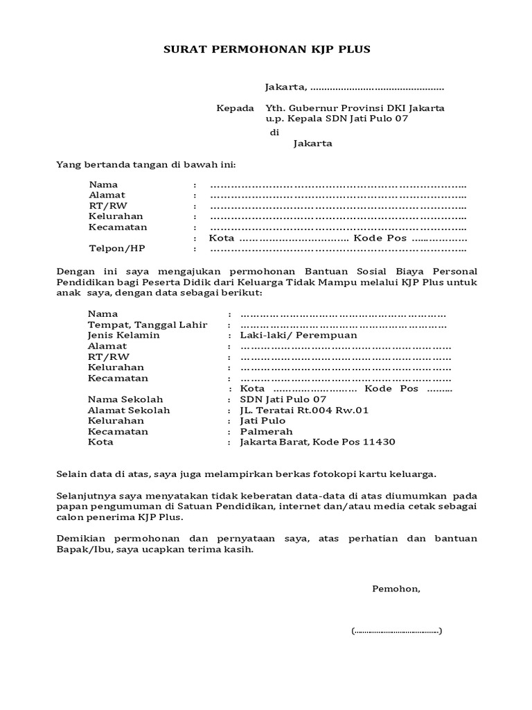 Surat Permohonan Bansos 2025 Tahap 2 | PDF