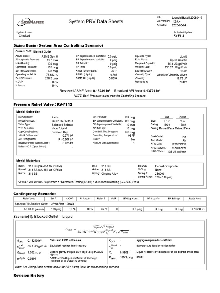 PRV and Catalog Data Sheets - System RV-F112 | PDF | Pressure | Viscosity