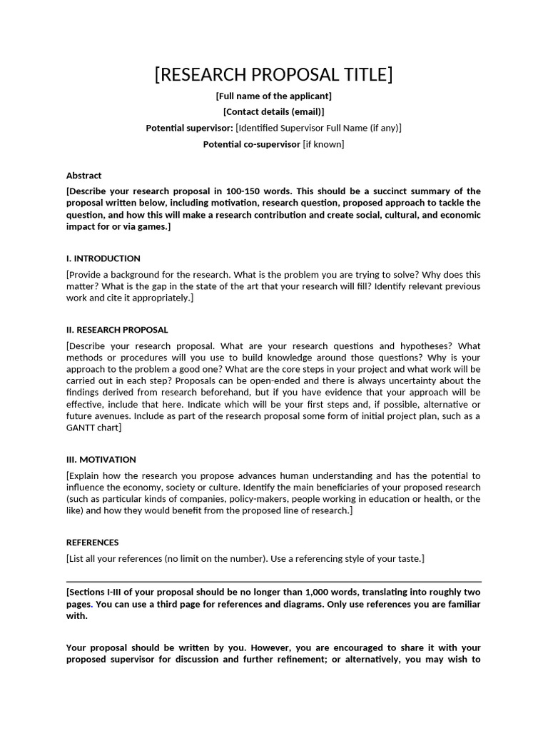 Research Proposal Template | PDF | Cognitive Science | Scientific Method