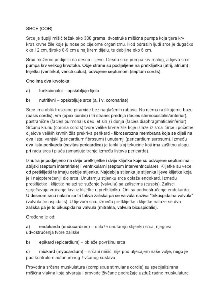 Srce - Anatomija | PDF