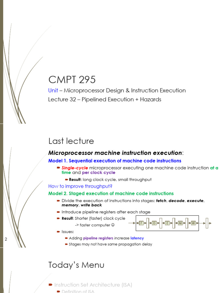Lecture 32 Pipelined Execution Structural and Data Hazards | PDF | Central Processing Unit ...