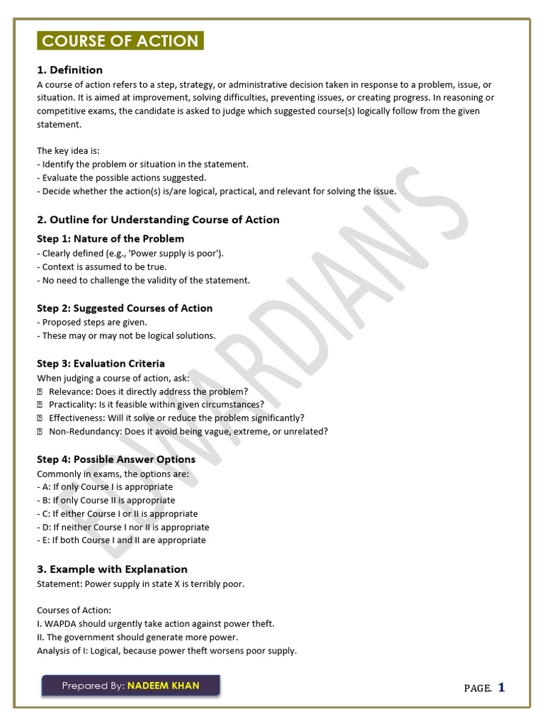 Course of Action Analysis Framework | PDF | Logic | Reason