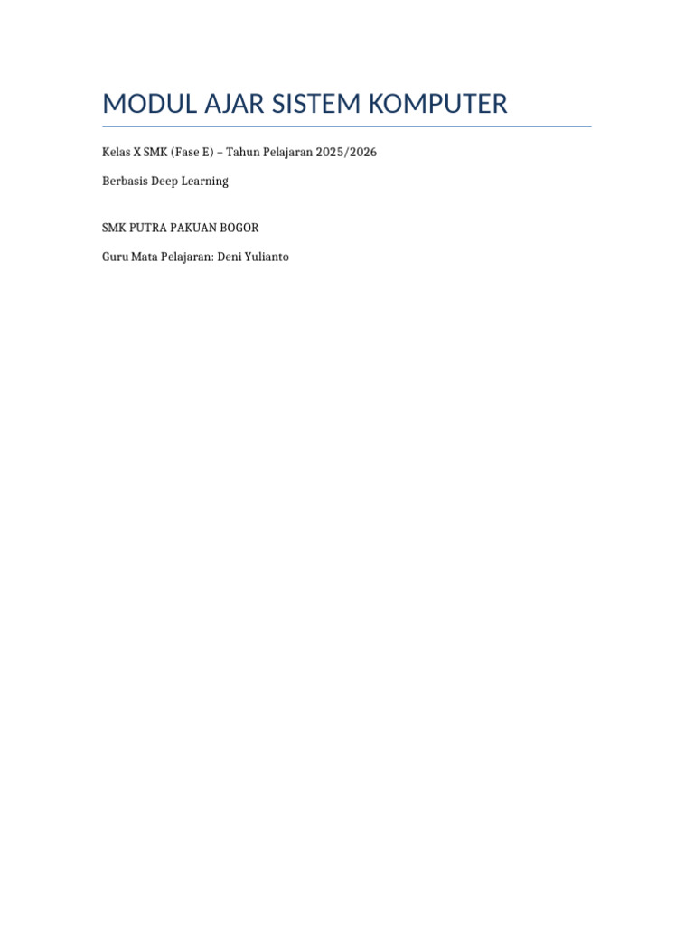 Modul Ajar Sistem Komputer P1-12 | PDF