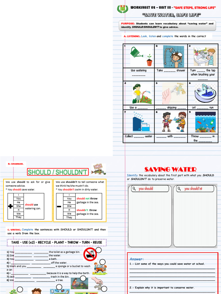 Water Conservation Vocabulary Worksheet | PDF | Water