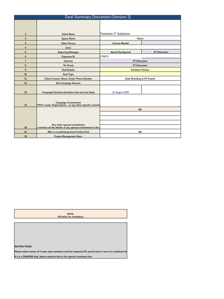 Techvein IT Solutions Deal Summary | PDF