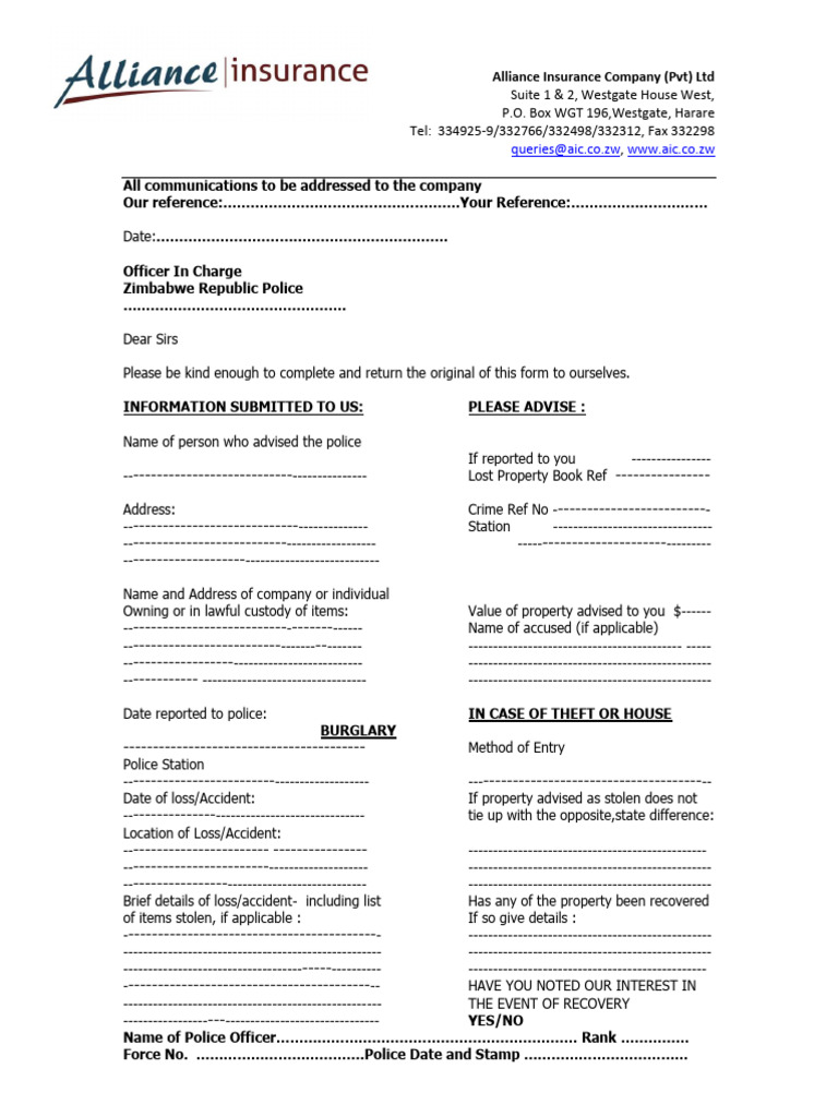 Stolen Property Report Form | PDF | Criminal Law | Common Law