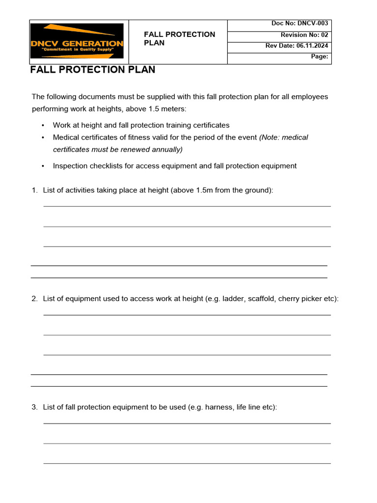 Fall Protection Planand APPT | PDF