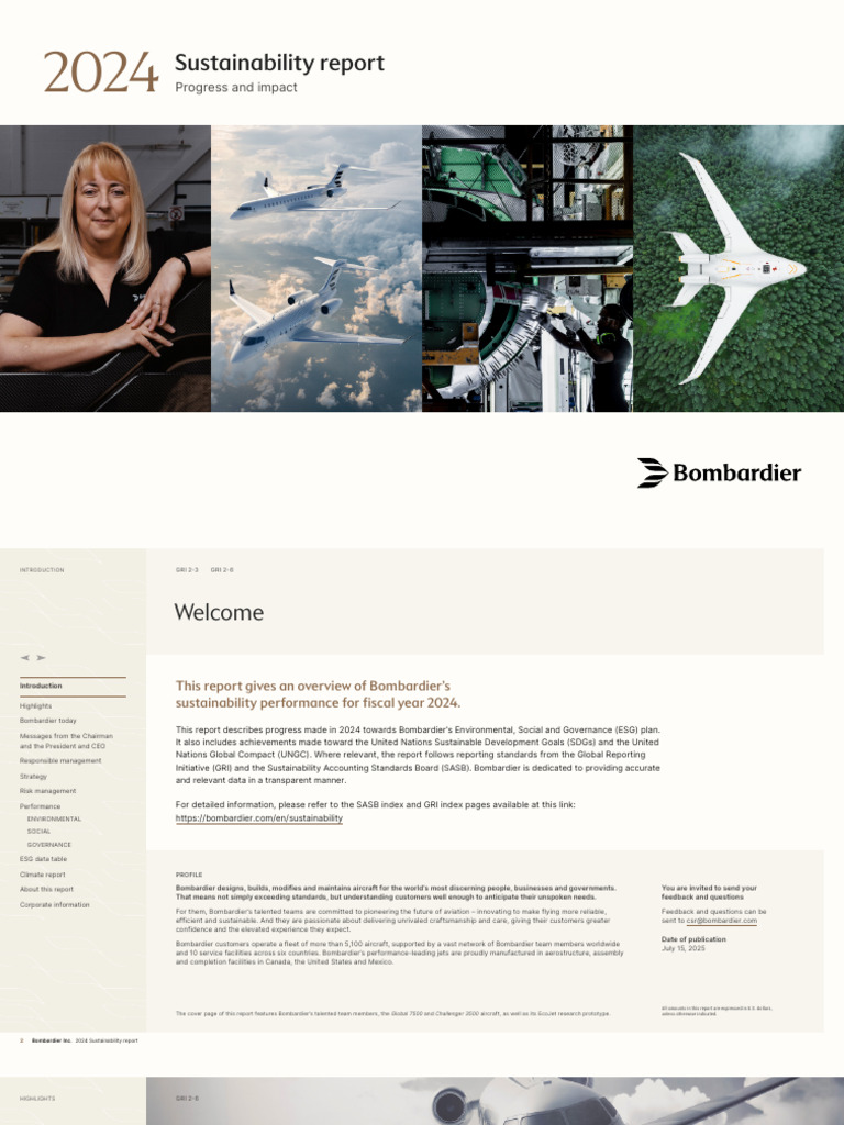 Documents 2025-07 Bombardier Sustainability Report 2024 | PDF ...