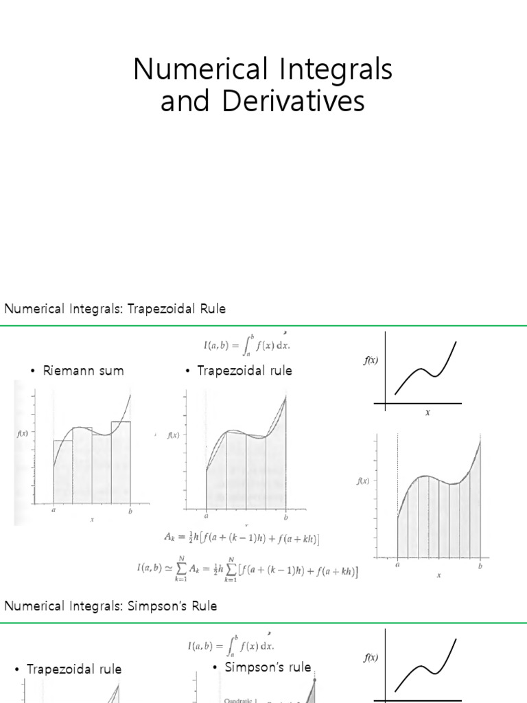 Numerical Integration and Derivatives Guide | PDF | Integral | Analysis