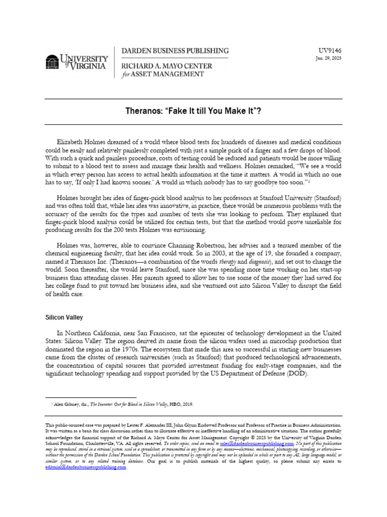 Theranos: Innovation or Deception? | PDF | Venture Capital | Corporate ...