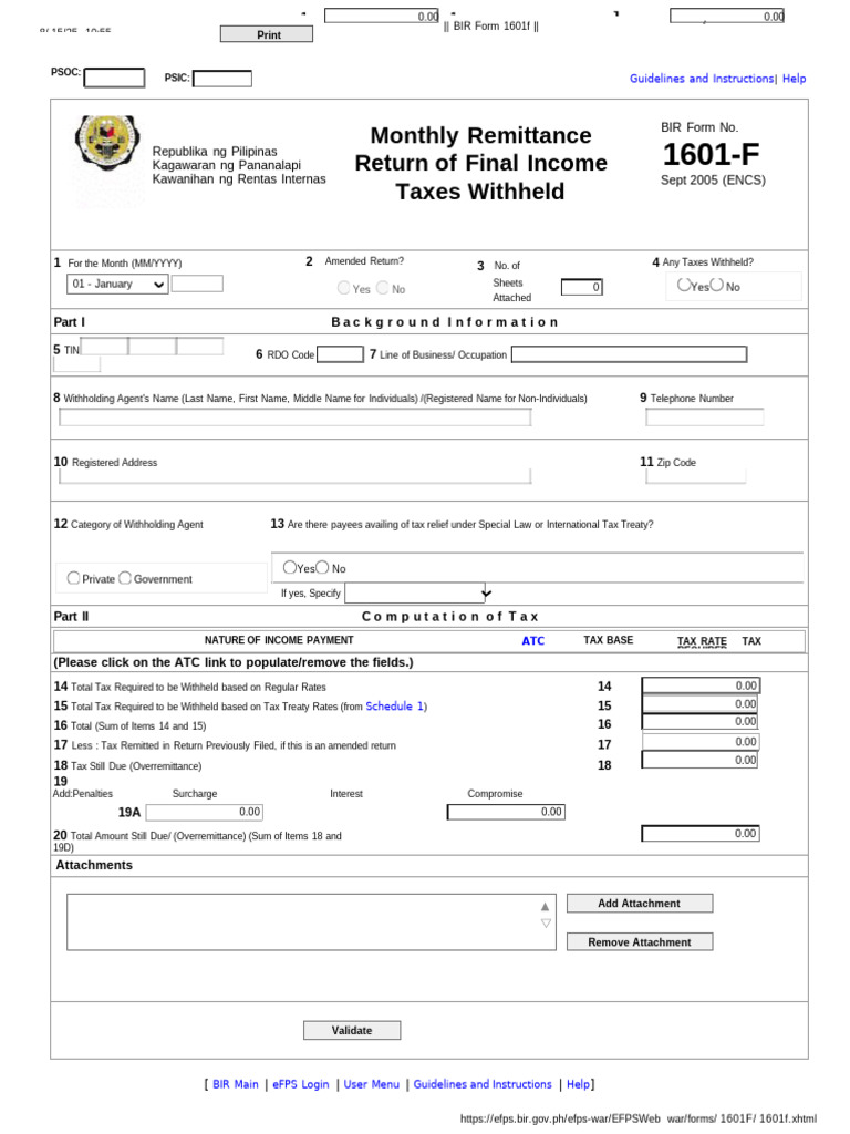 BIR Form 1601-F Instructions | PDF | Internal Revenue Service | Taxes