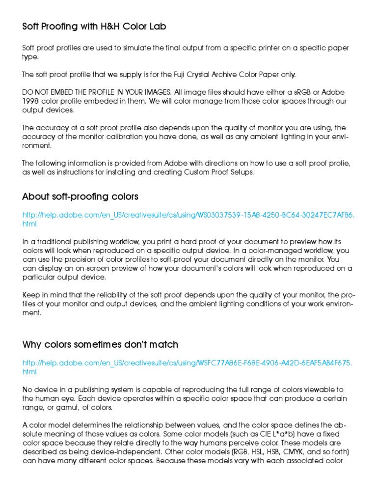 Soft Proofing With H&H Color Lab | PDF | Vision | Color