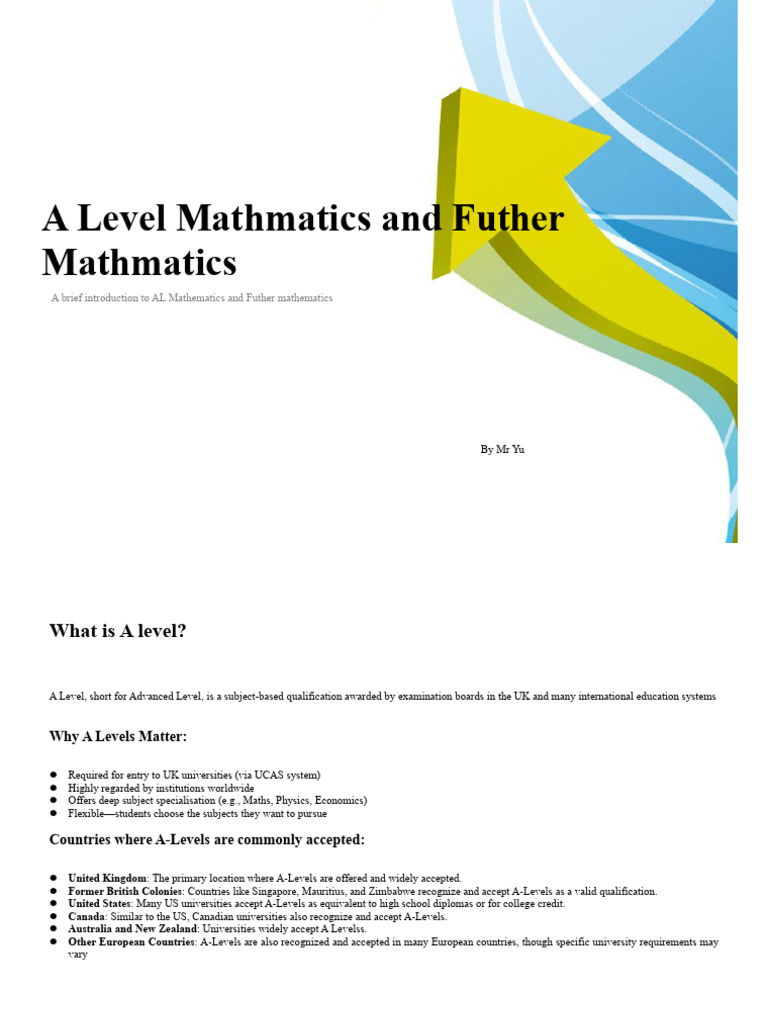 AL Mathematics Futher Mathematics | PDF | Mathematics | Kinematics