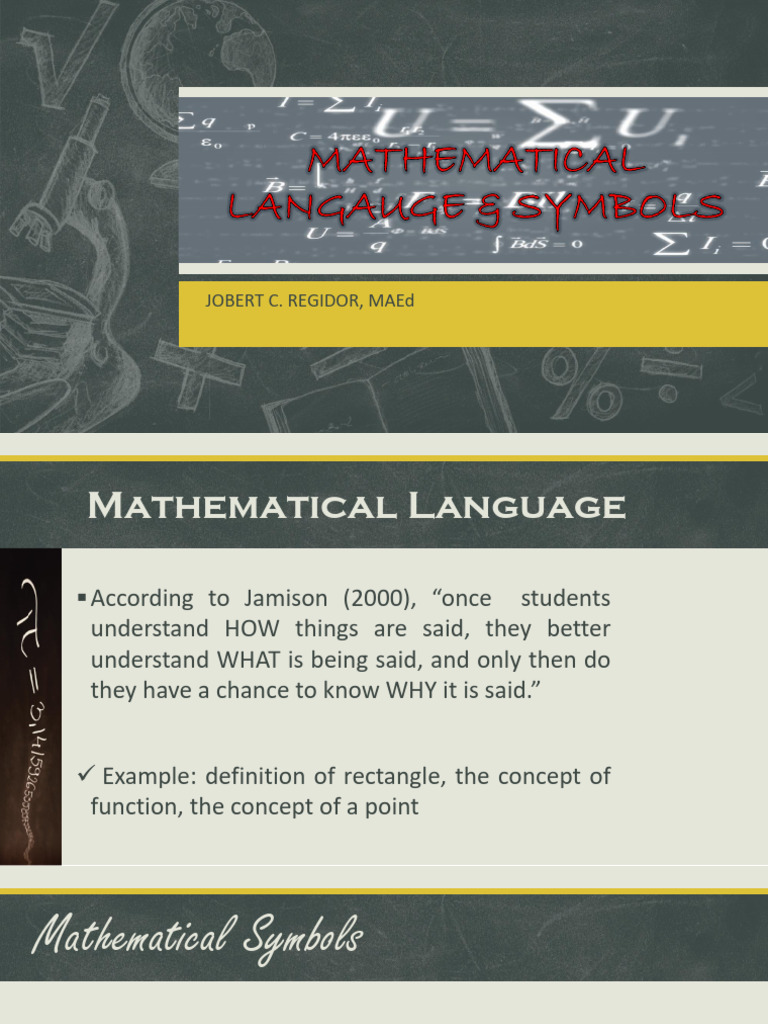 Understanding Mathematical Language & Symbols | PDF | Ratio | Numbers
