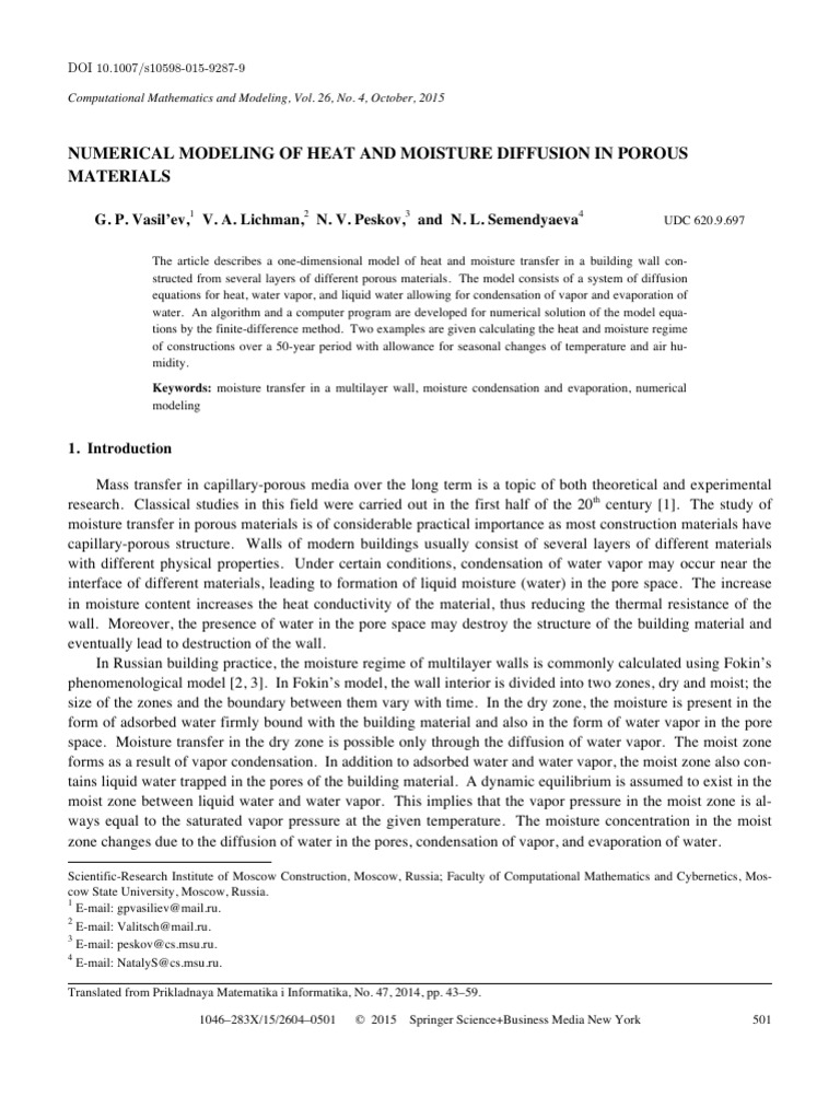 Heat and Moisture Diffusion Modeling | PDF | Humidity | Heat