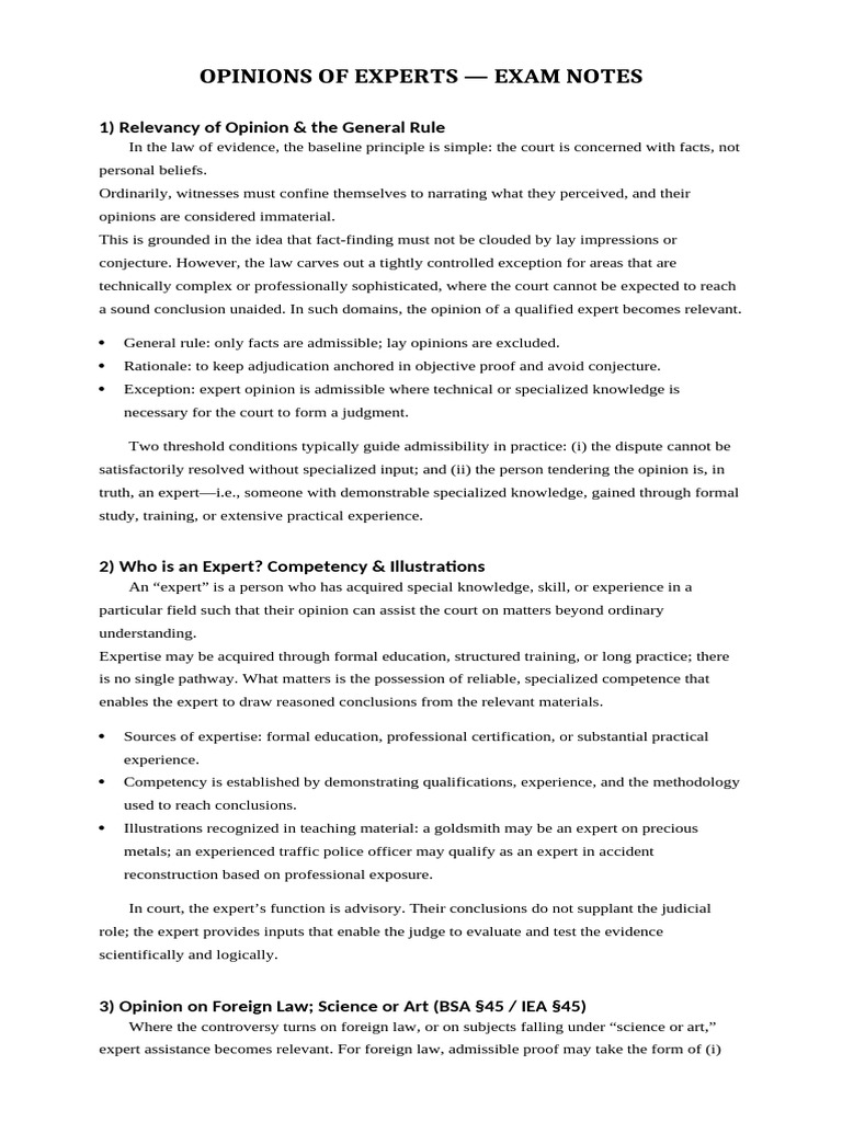 Expert Opinions in Legal Evidence | PDF | Expert | Fingerprint