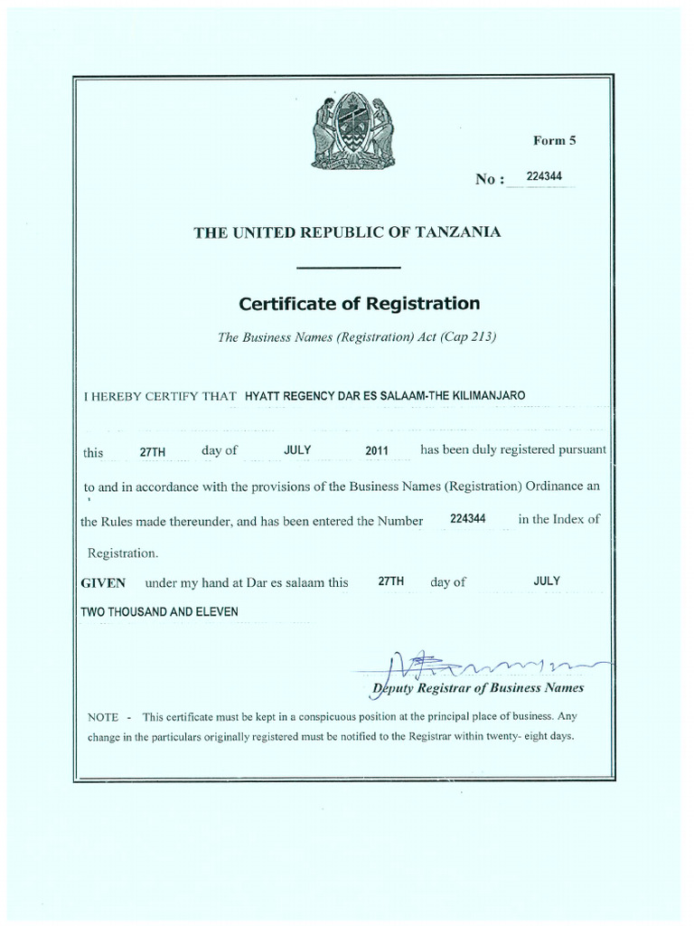 Certificate of Registration OFf | PDF