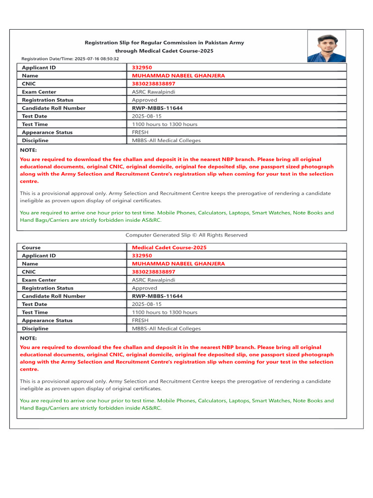Registration Slip | PDF