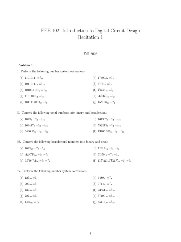 Recitation1 Eee102 F2023 | PDF | Mathematical Proof | Boolean Algebra