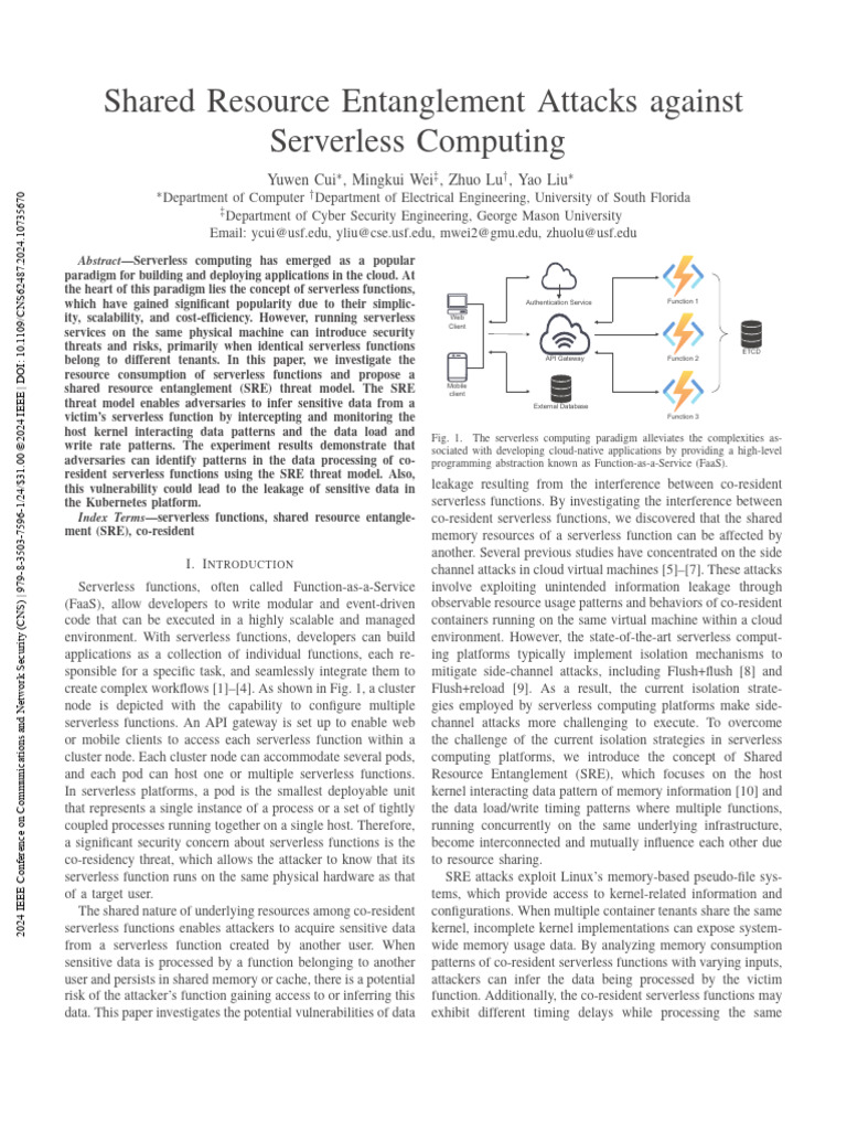 Shared Resource Entanglement Attacks Against Serverless Computing Pdf