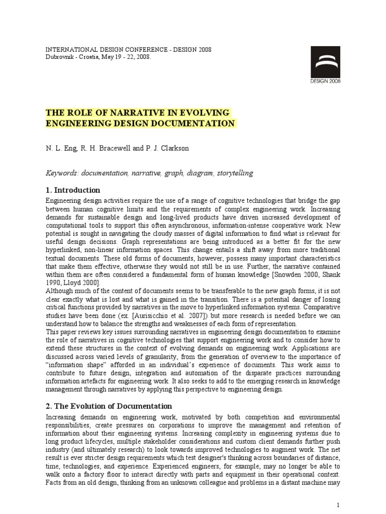 Role of Narrative in Evolving Engineering Design Documentation - Design ...