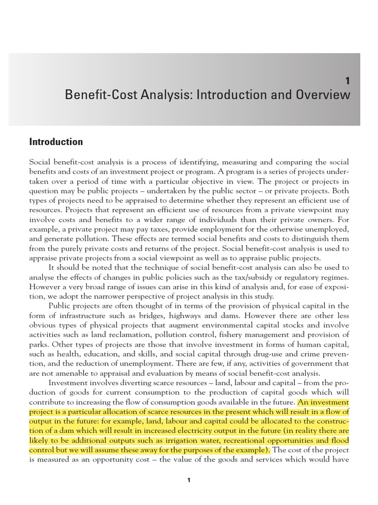 Social Benefit-Cost Analysis Overview | PDF | Economic Surplus | Cost ...