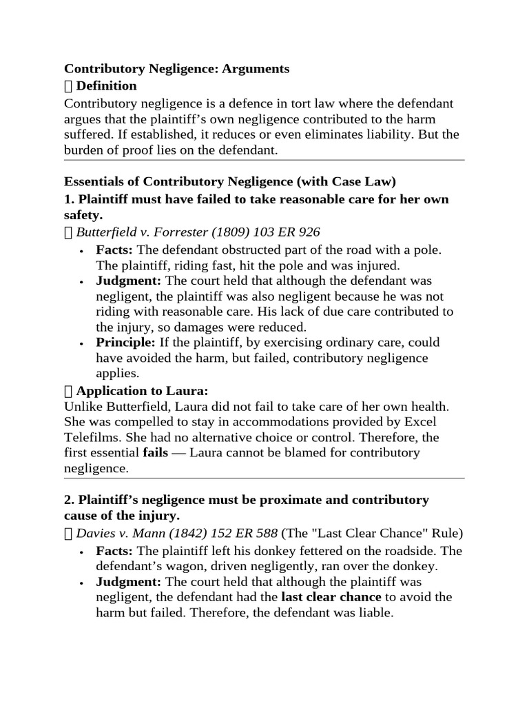 Contributory Negligence | PDF | Negligence | Contributory Negligence