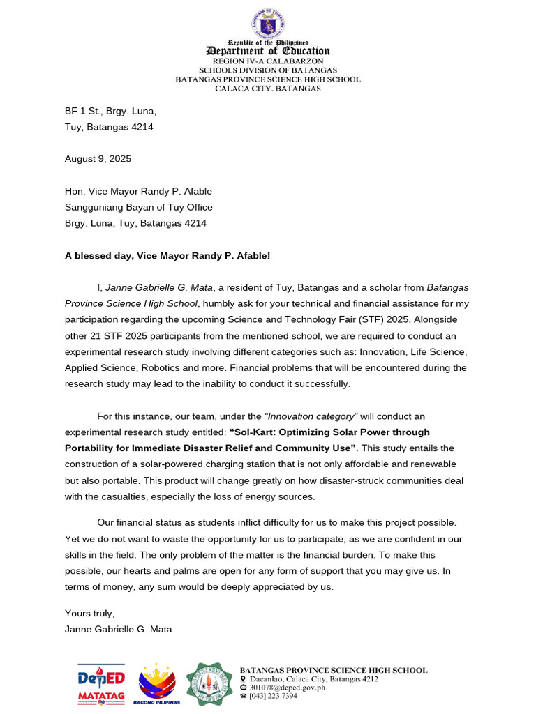 Request for Funding: Solar Power Project | PDF