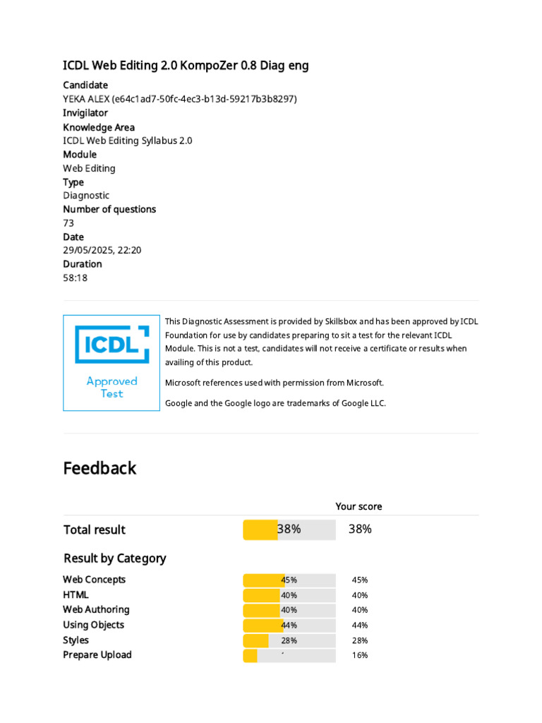 ICDL Web Editing 2.0 KompoZer 0.8 Diag Eng - Result | PDF | World Wide ...