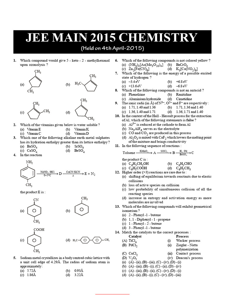Jee Chem Practice Sheet 1 | PDF | Ion | Chemical Reactions