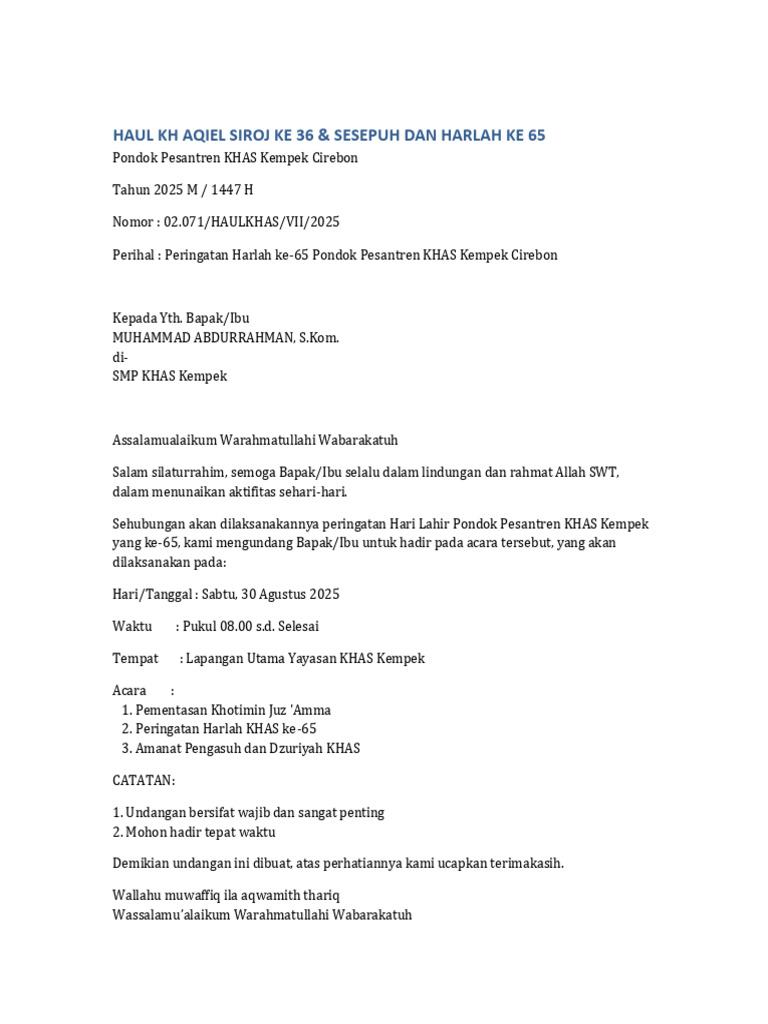 Undangan Haul | PDF