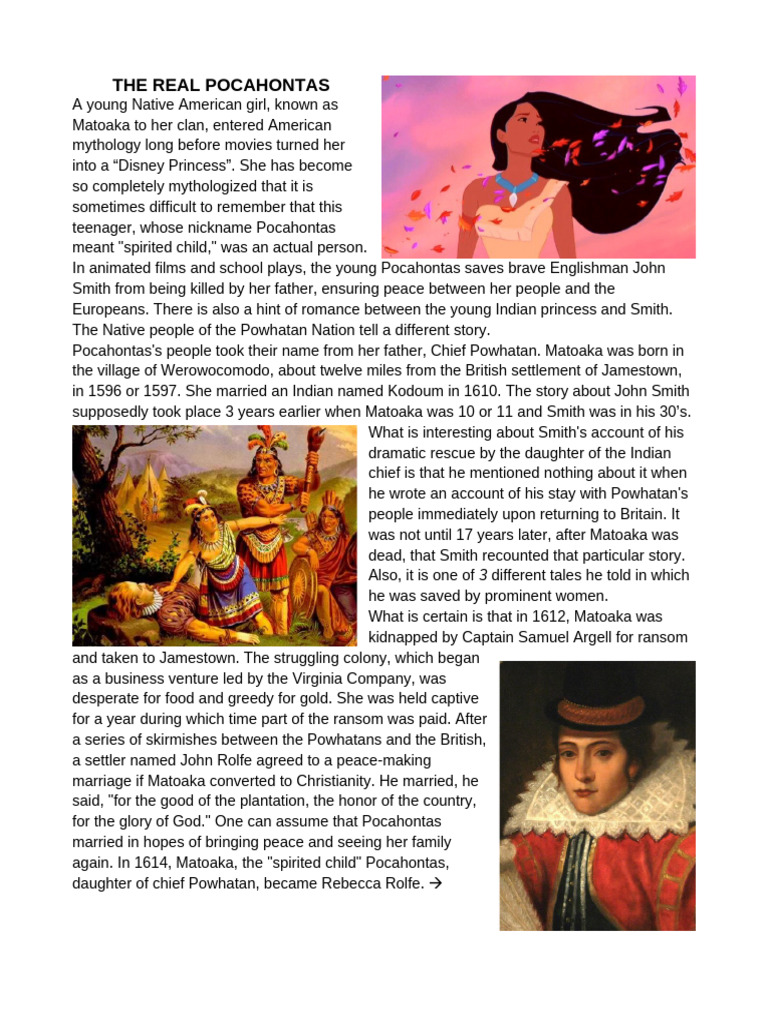 The Real Pocahontas | PDF | English Colonization Of The Americas ...