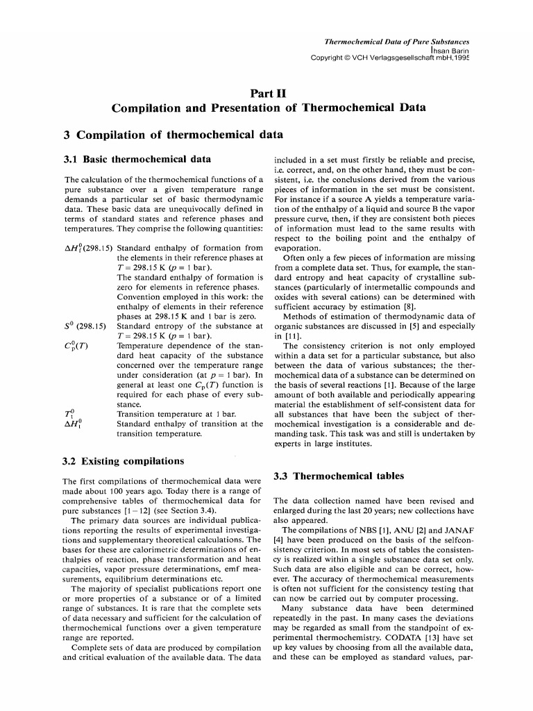 Compilation of Thermochemical Data | PDF | Enthalpy | Phase (Matter)