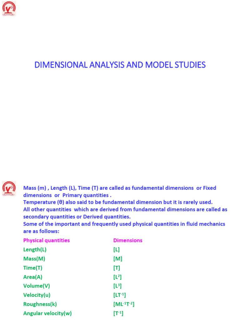 Dimensional Analysis in Fluid Mechanics | PDF | Quantity | Motion (Physics)