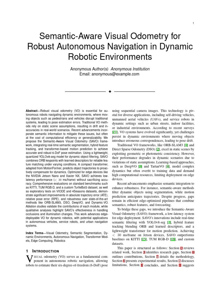 Semantic-Aware Visual Odometry For Robust Autonomous Navigation in ...
