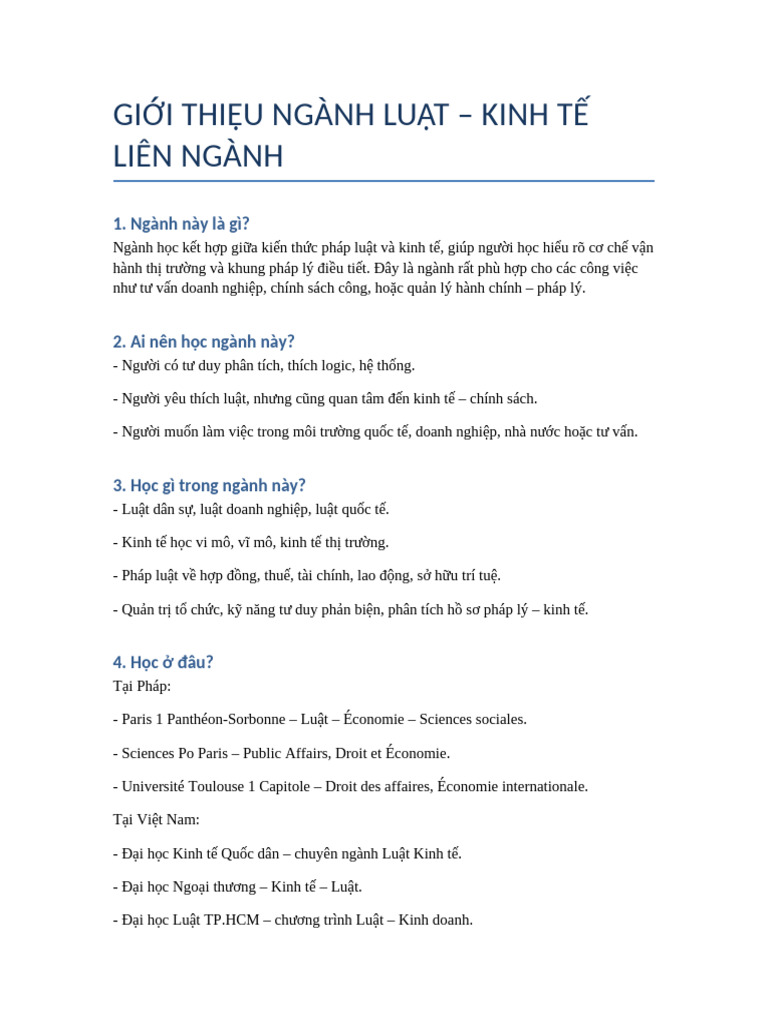Gioi Thieu Nganh Luat Kinh Te | PDF