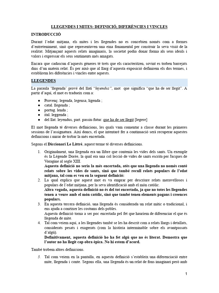 Llegendes I Mites | PDF