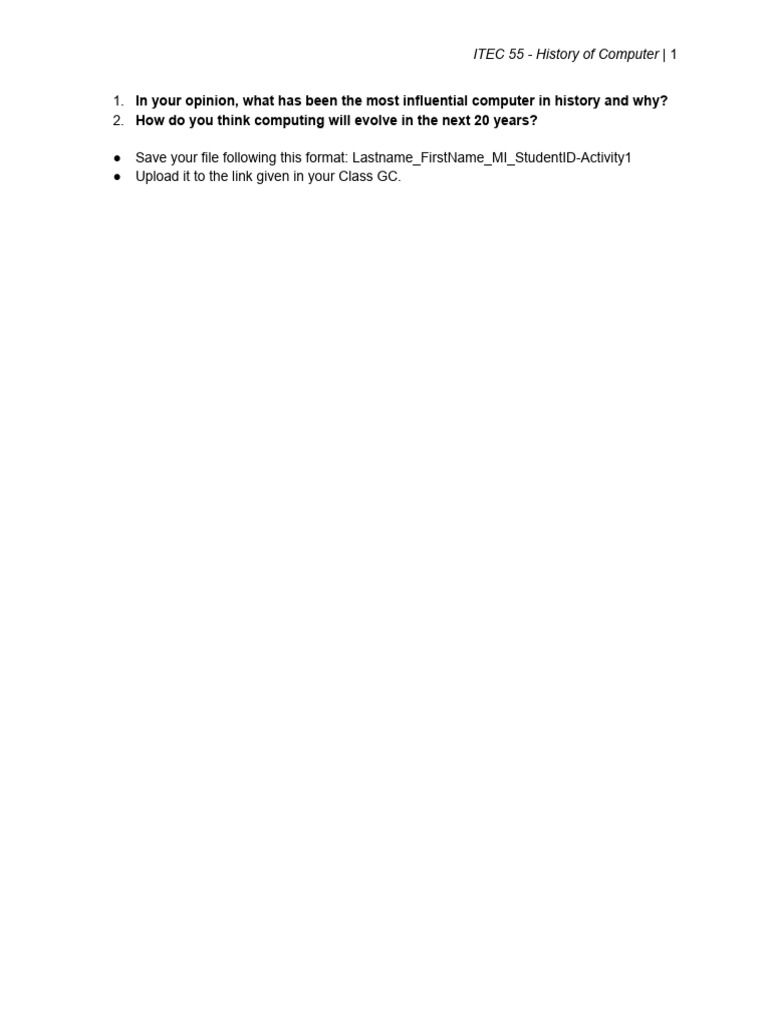 History of Computers Activity | PDF