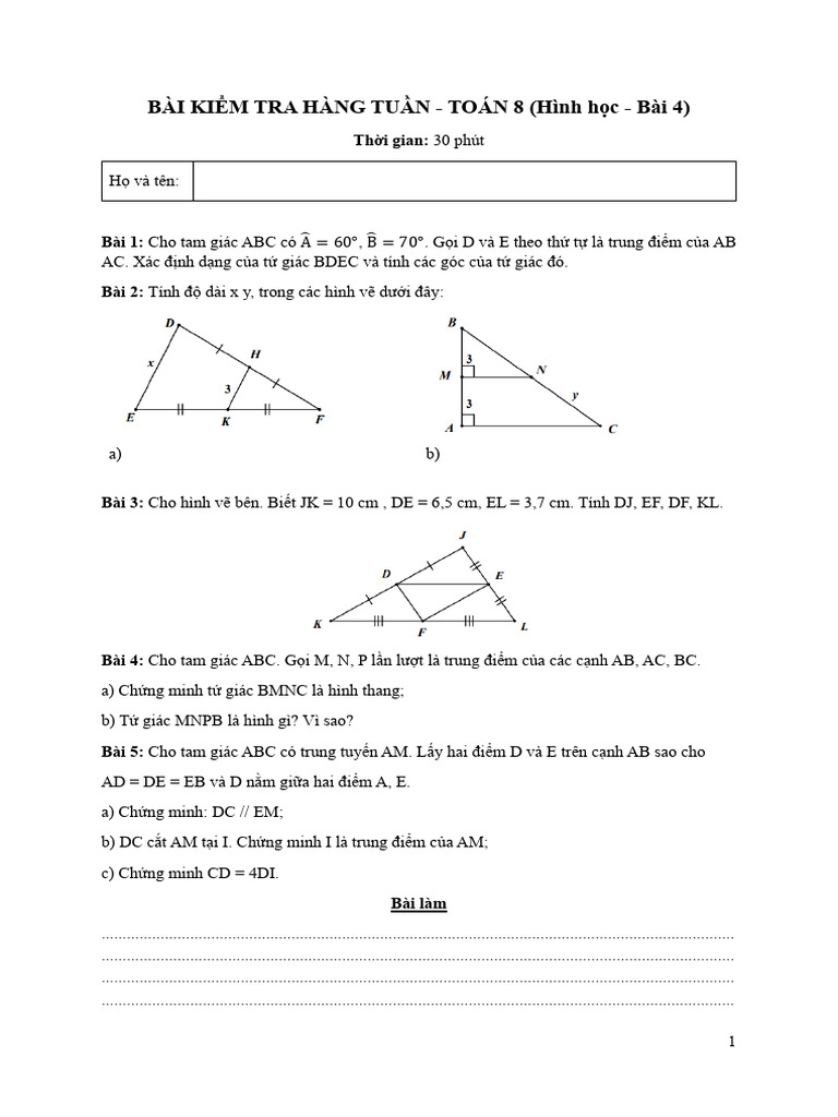 Numeric-Math 8 - Bài Kiểm Tra 7 | PDF